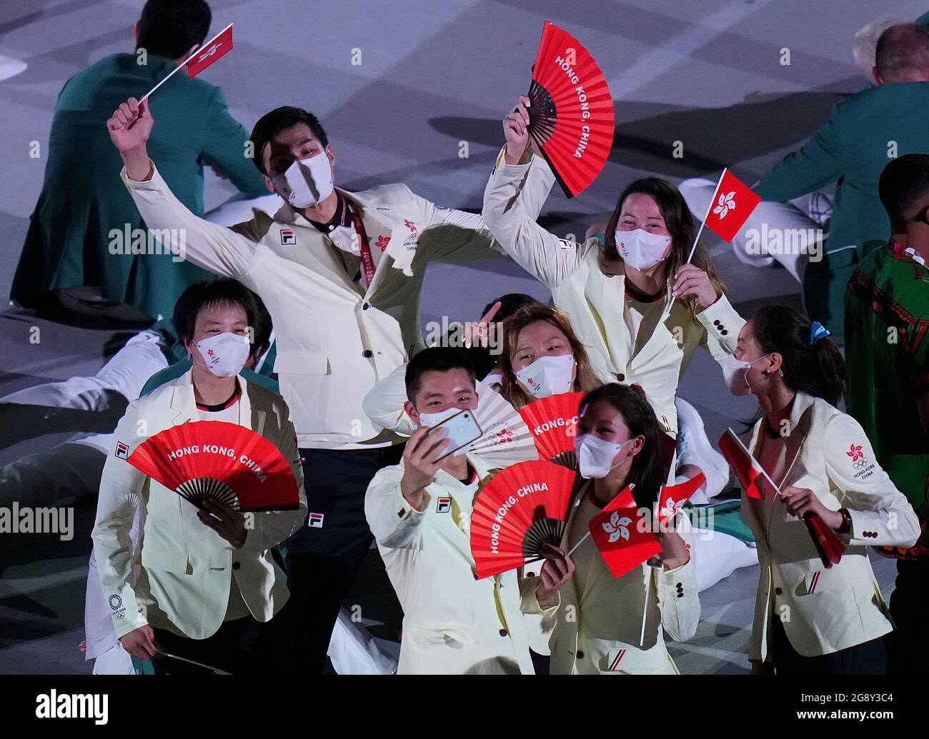 Tokyo, Japan. 23rd July, 2021. Some members of the Olympic delegation ...