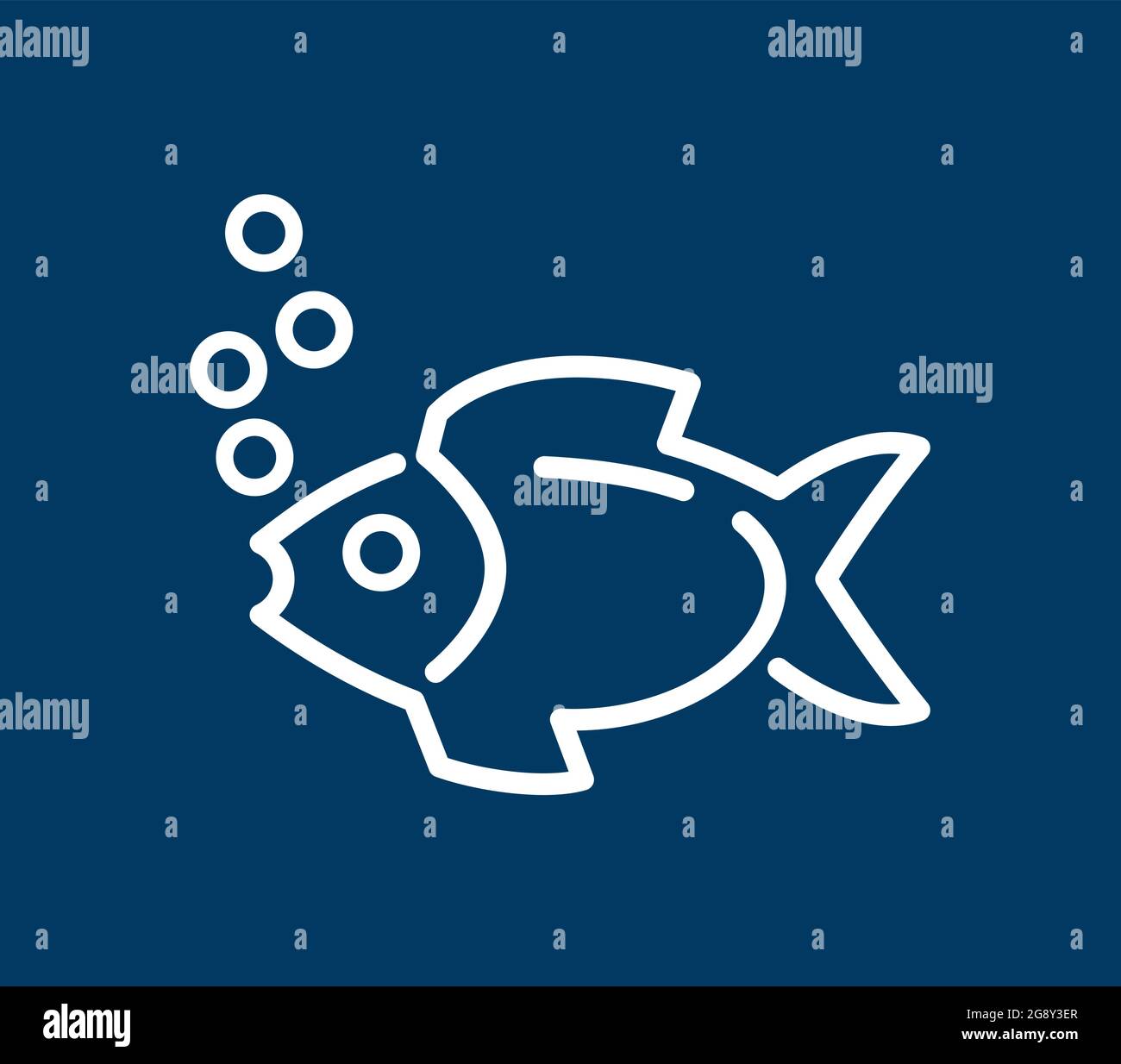 Stylized fish with bubbles. drawing linear logo symbol Stock Vector ...