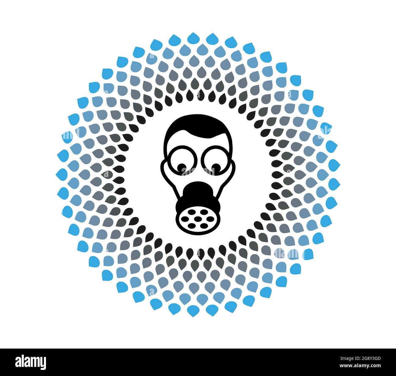 Human head wearing a gas mask. Poisoning the environment. Polluted ...