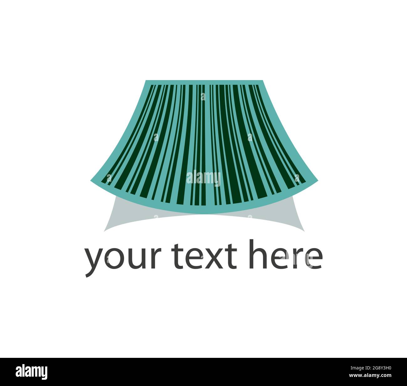 Green rectangle with a barcode and its shadow. Bar code ready logo ...