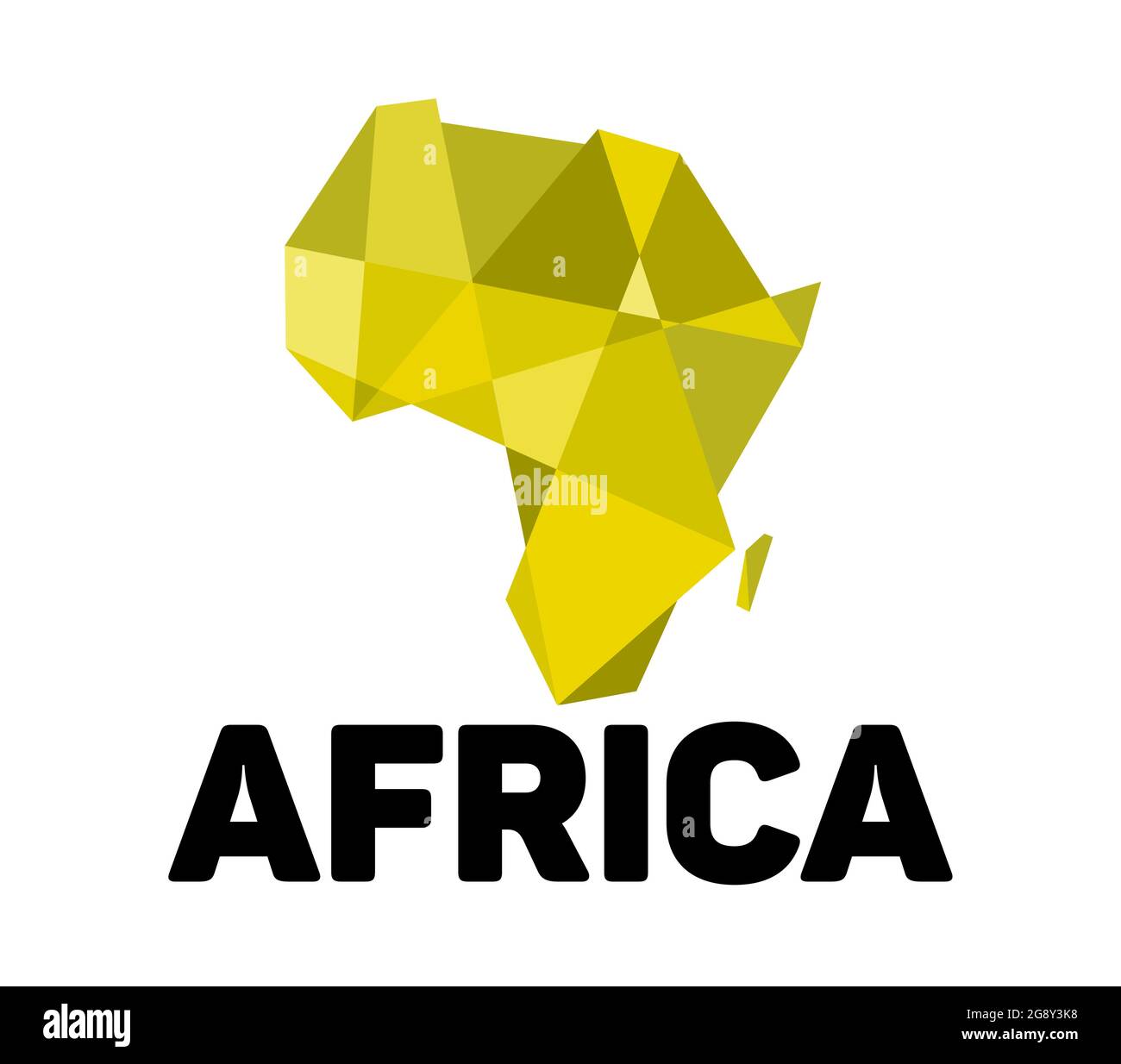 The shape of the continent of Africa in shades of green and yellow ...