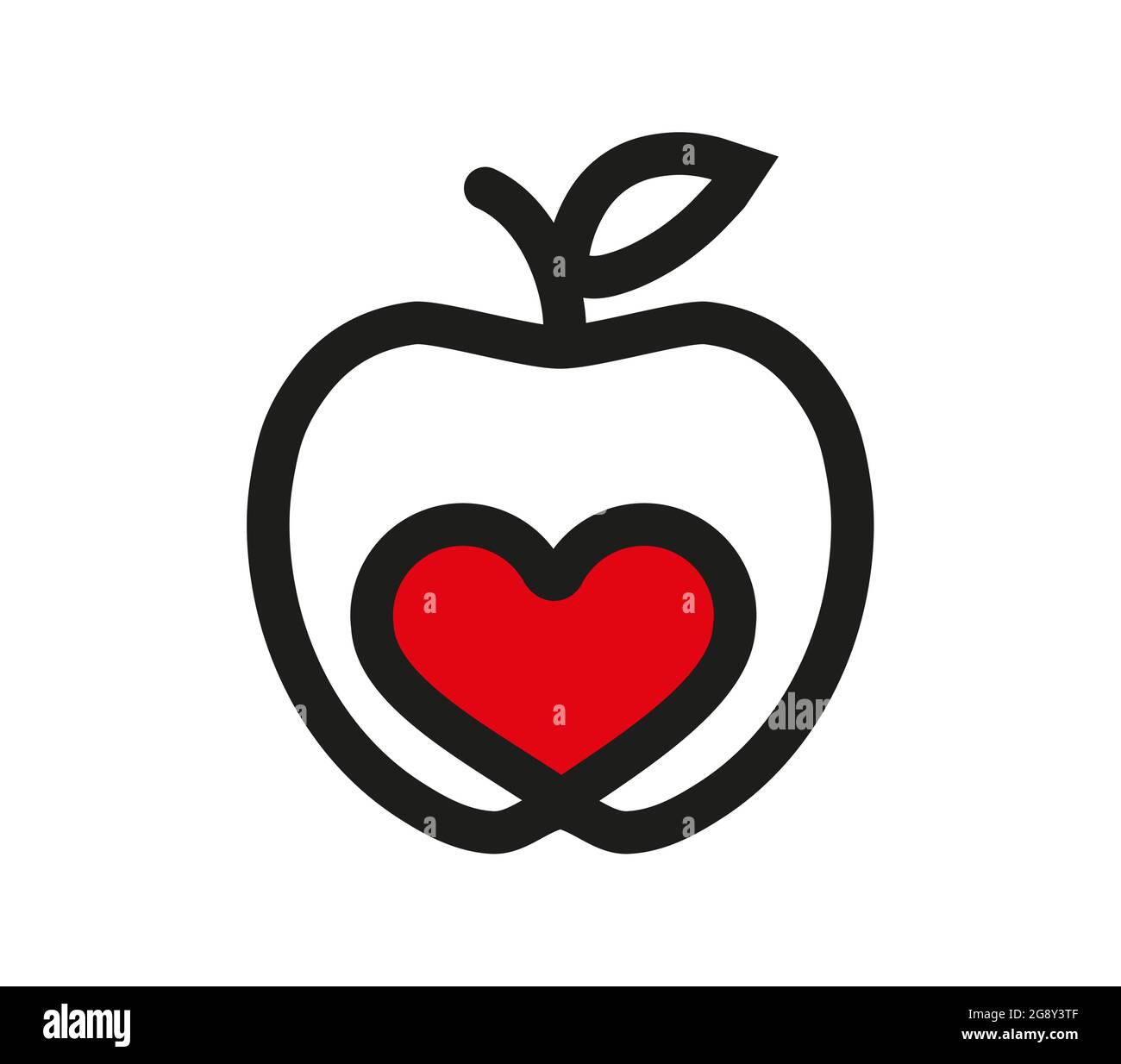 Linear drawing of an apple with a heart inside Stock Vector Image & Art ...