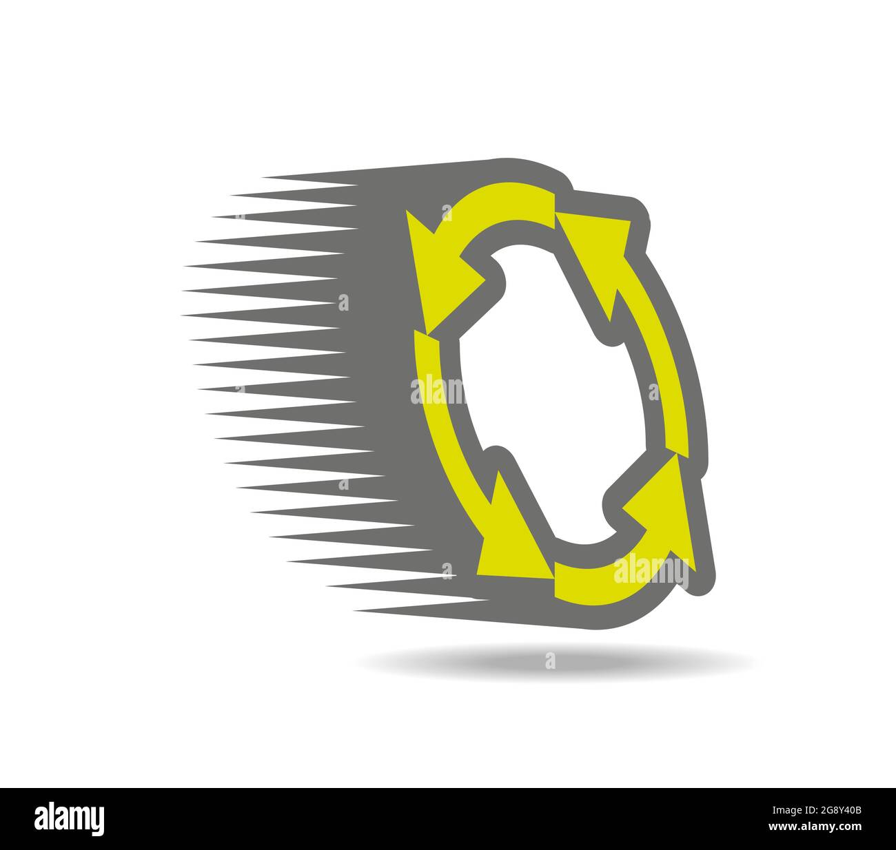 Ring made of green grey-framed arrows in perspective during movement ...