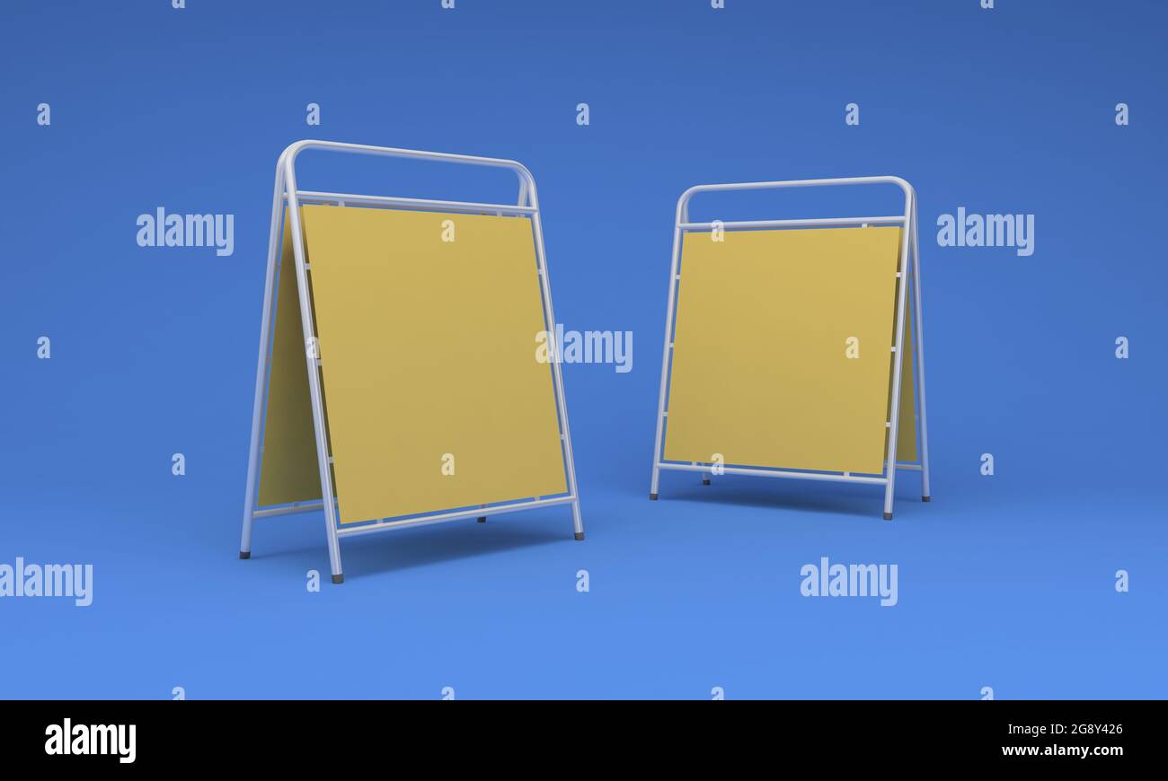 3D rendering of two advertising boards empty frames for your images or ...