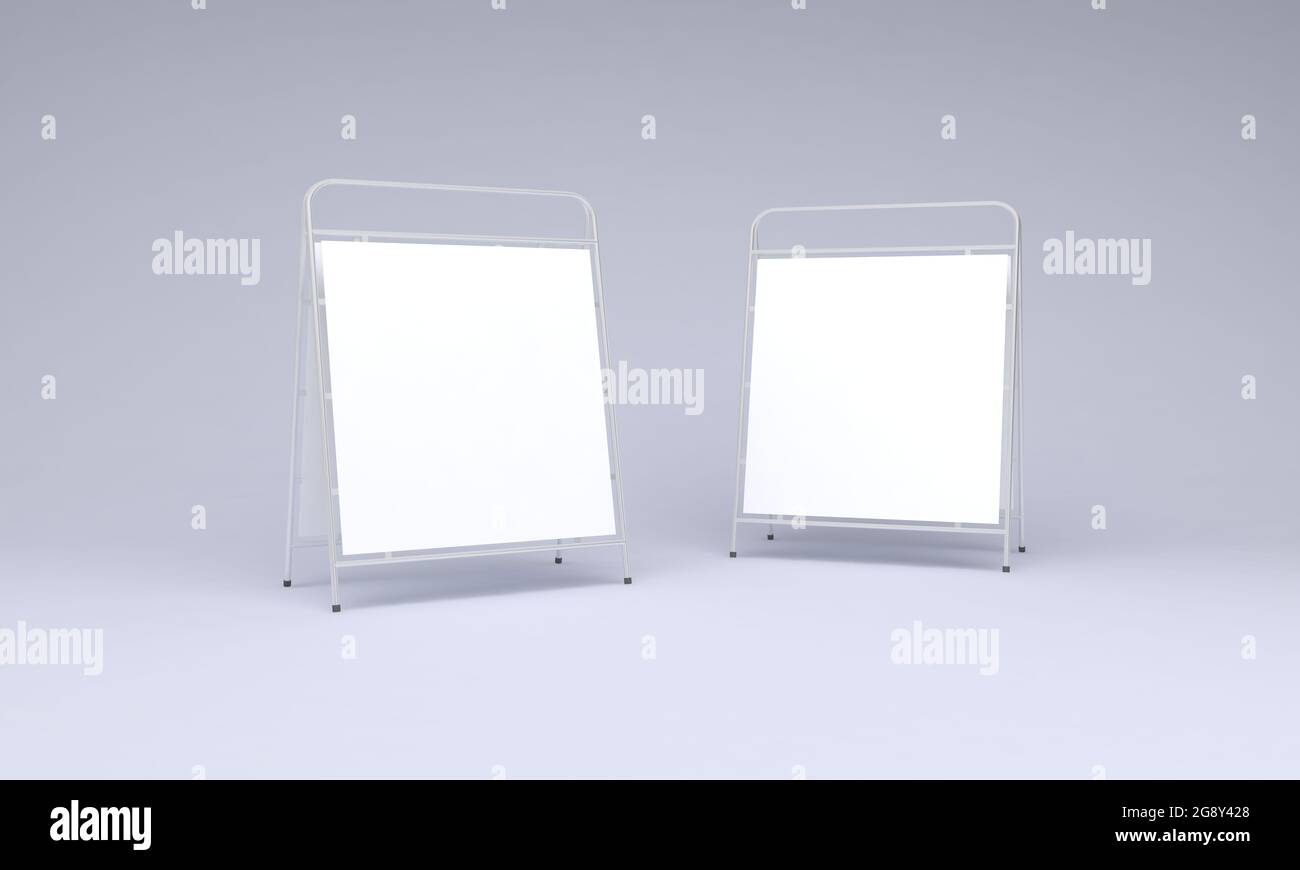 3D rendering of two advertising boards empty frames for your images or ...