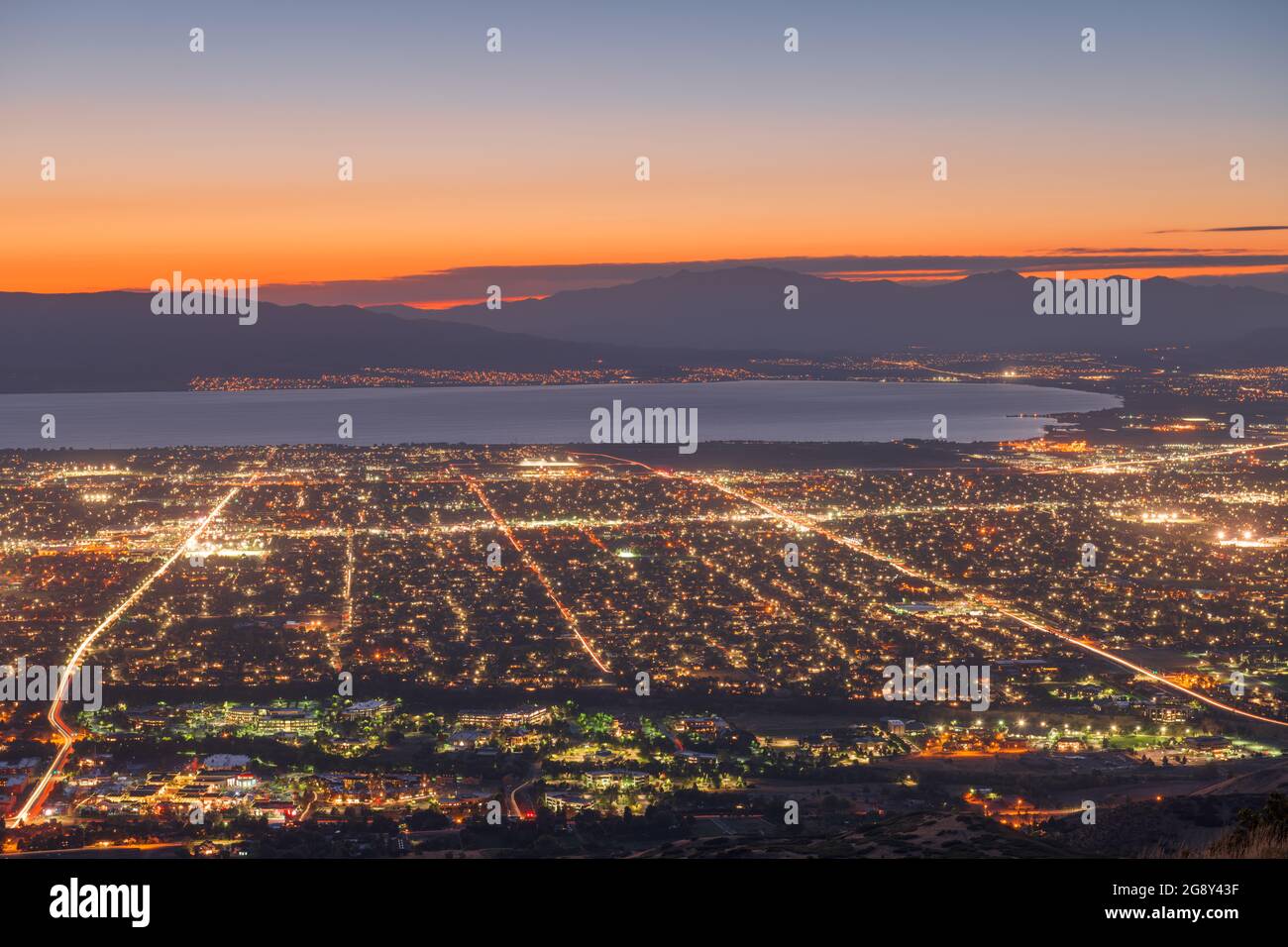 Provo, Utah, USA view of downtown from the lookout during dusk Stock ...