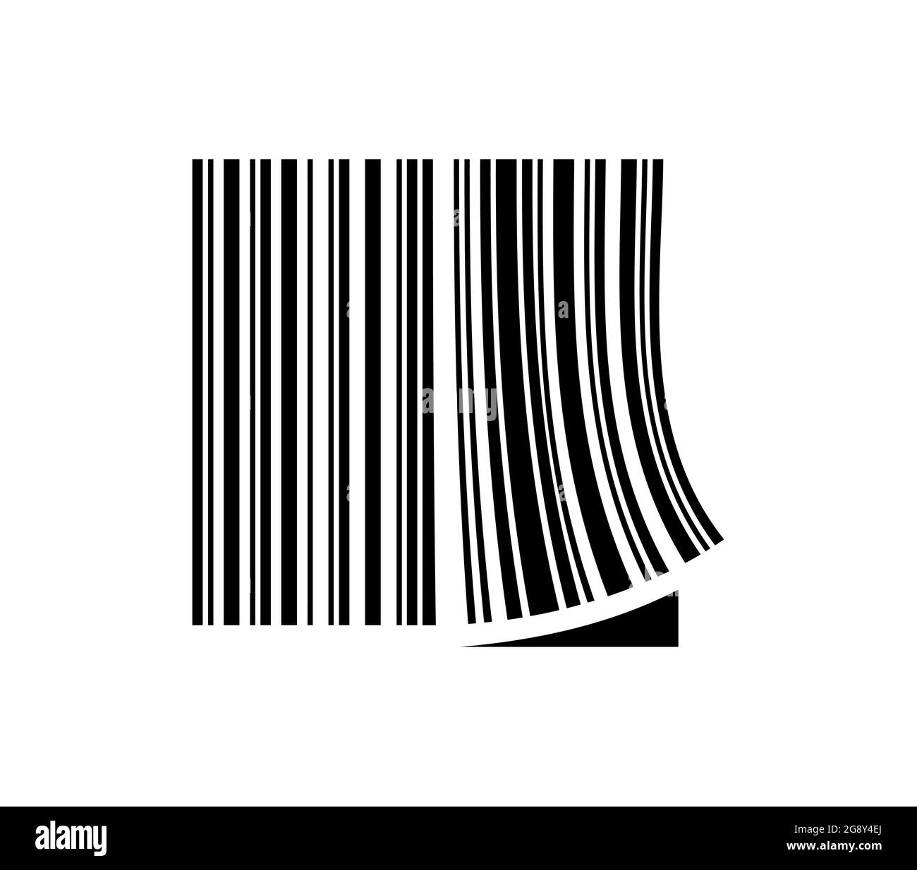 Black and white square barcode with folded corner Stock Vector Image ...