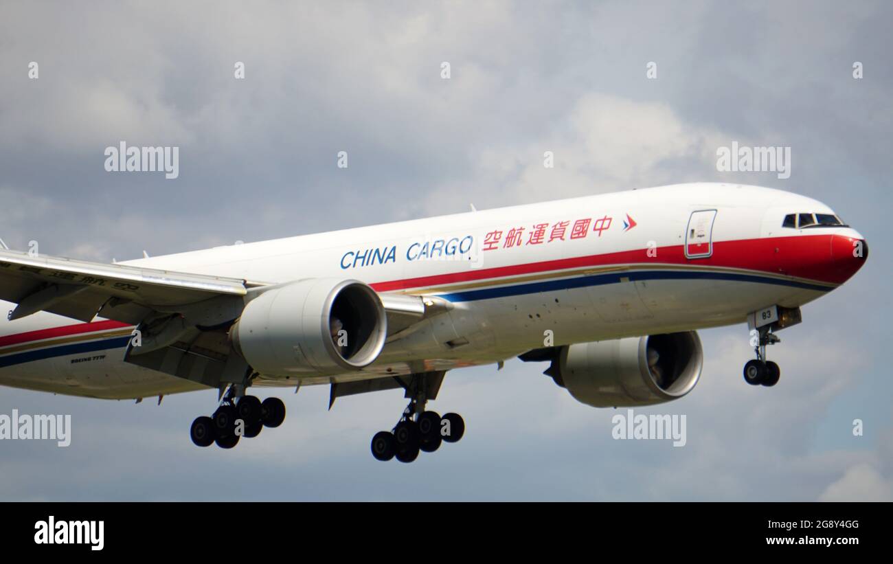 CH, UNITED STATES - Jul 09, 2021: The China Cargo Boeing 777 flying ...