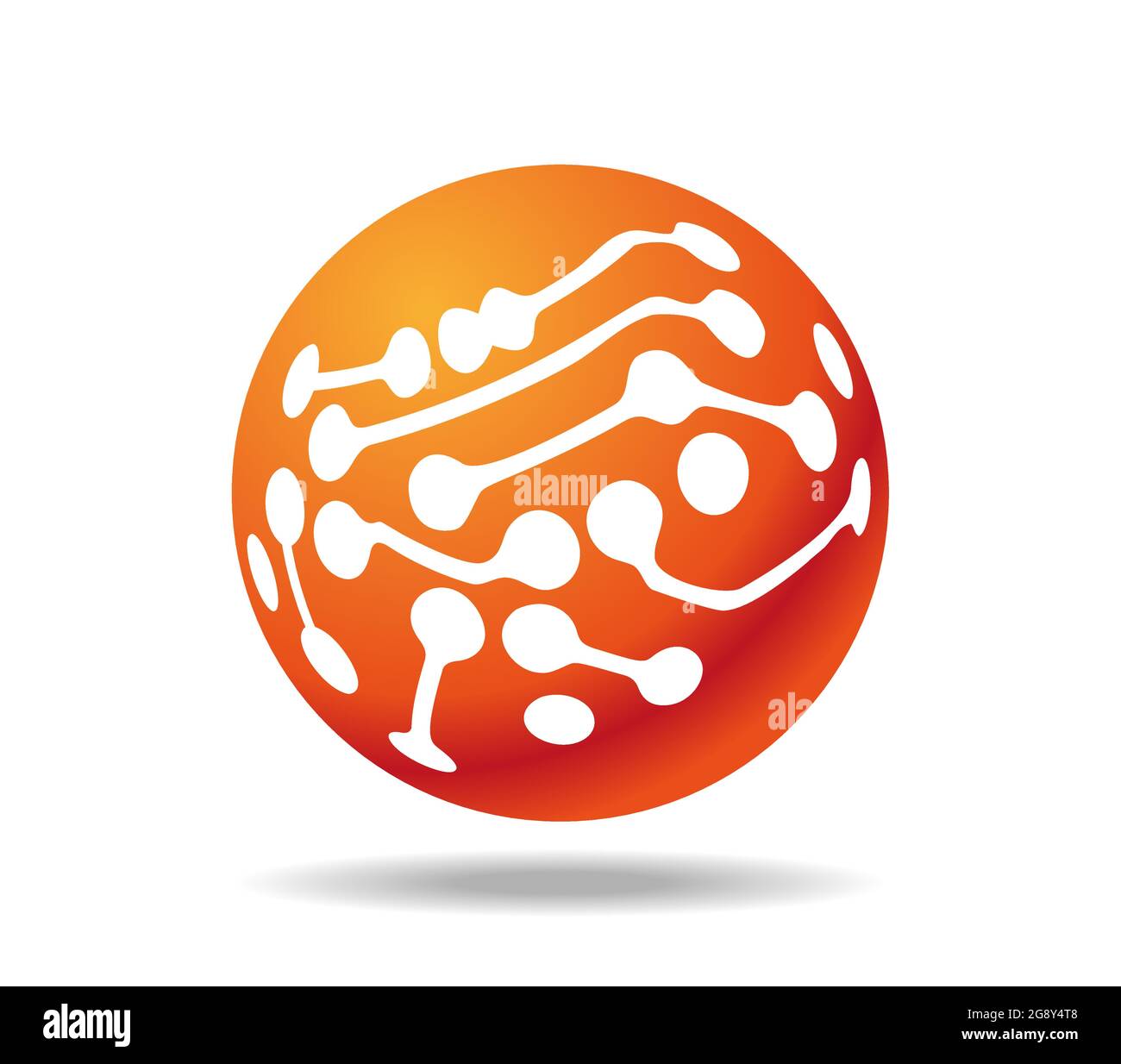 Circuit board white pattern on an orange sphere Stock Vector Image ...