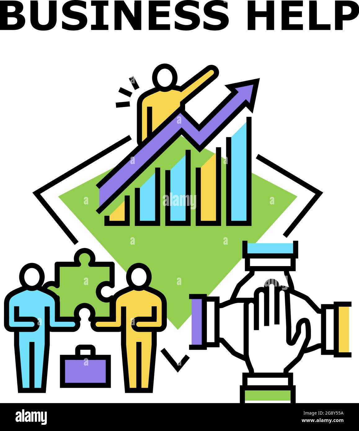 Business Help Vector Concept Color Illustration Stock Vector Image ...