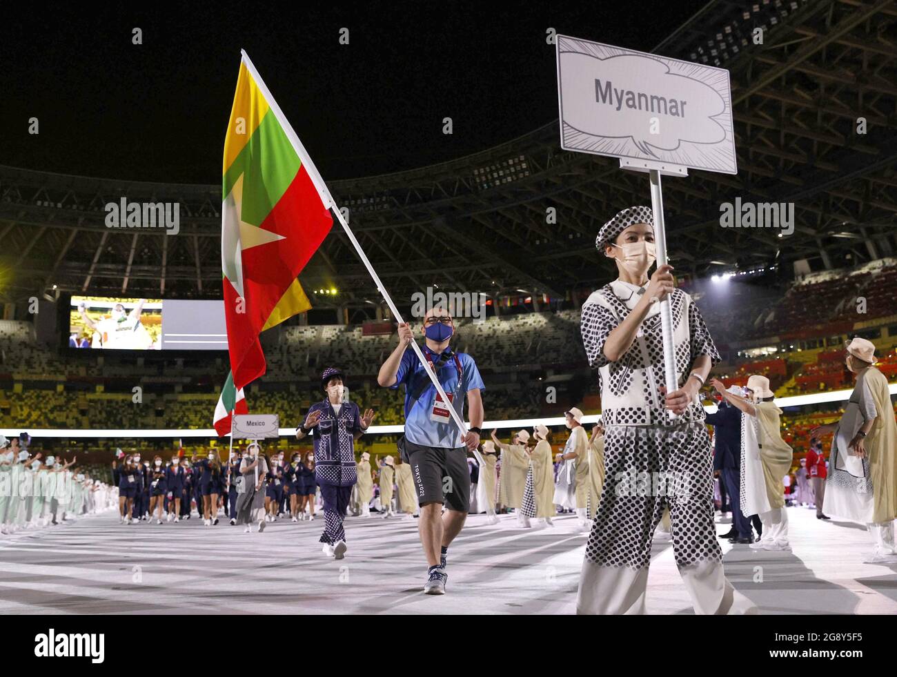 Tokyo, Japan. July 23 2021: Myanmar's delegation marches during the ...