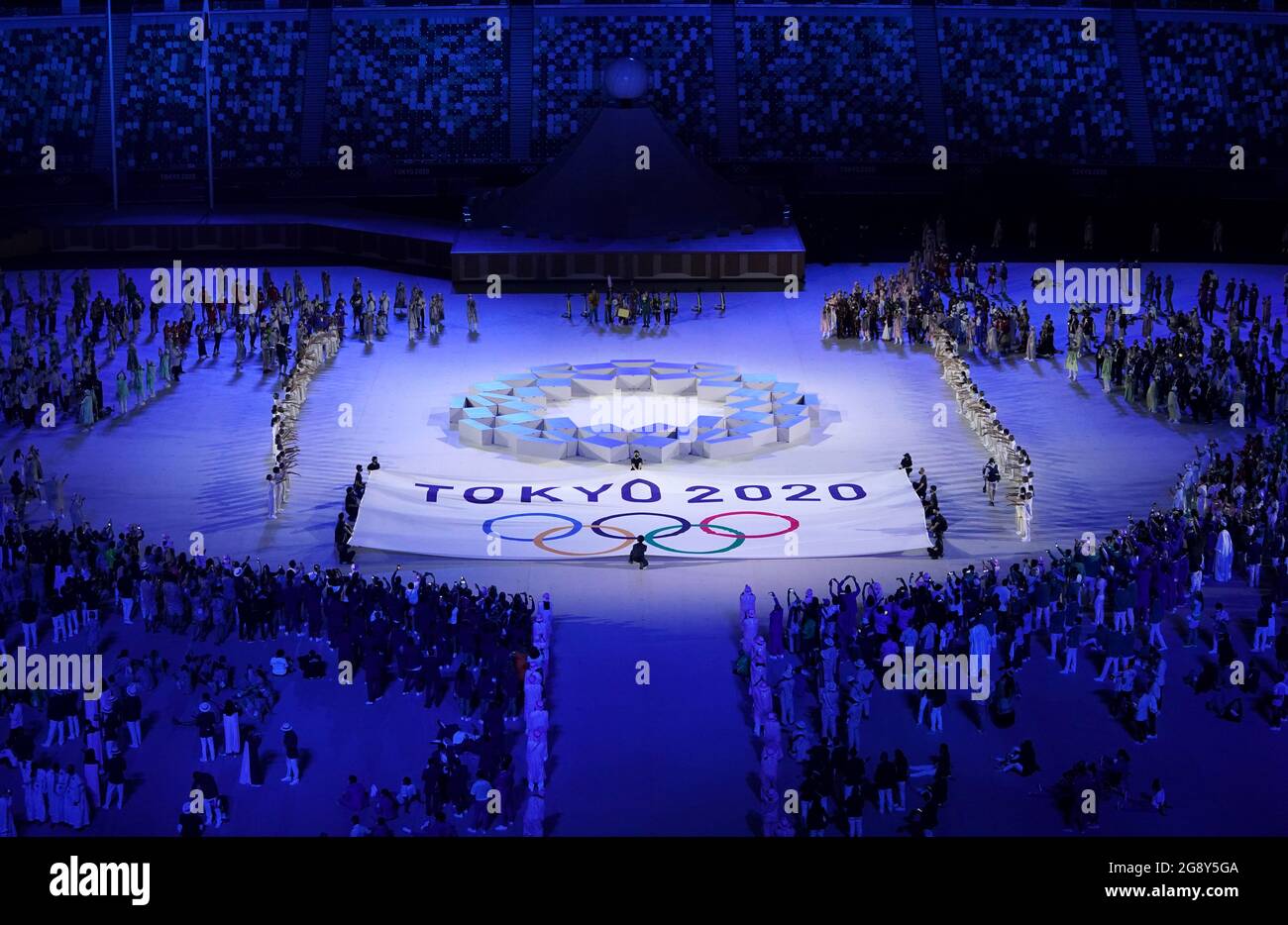 The Olympic teams from every country watch performers on stage during ...