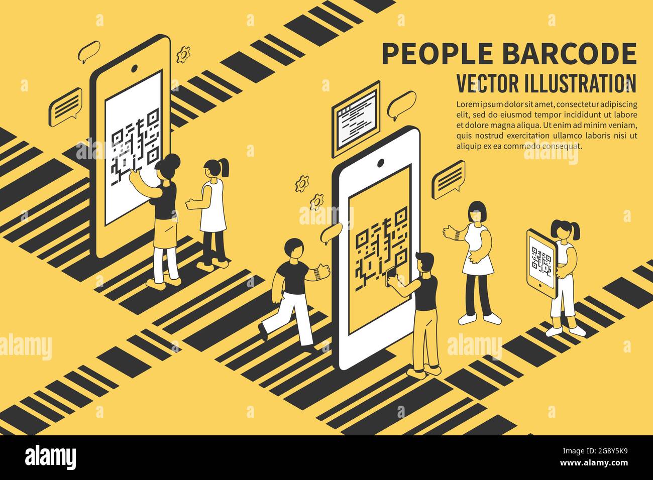 Barcode As People Illustration High Resolution Stock Photography and ...