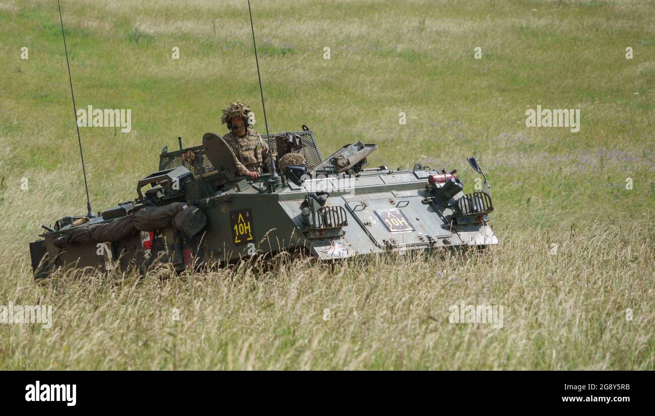 British army FV432 Bulldog armored personnel carrier on exercise on ...