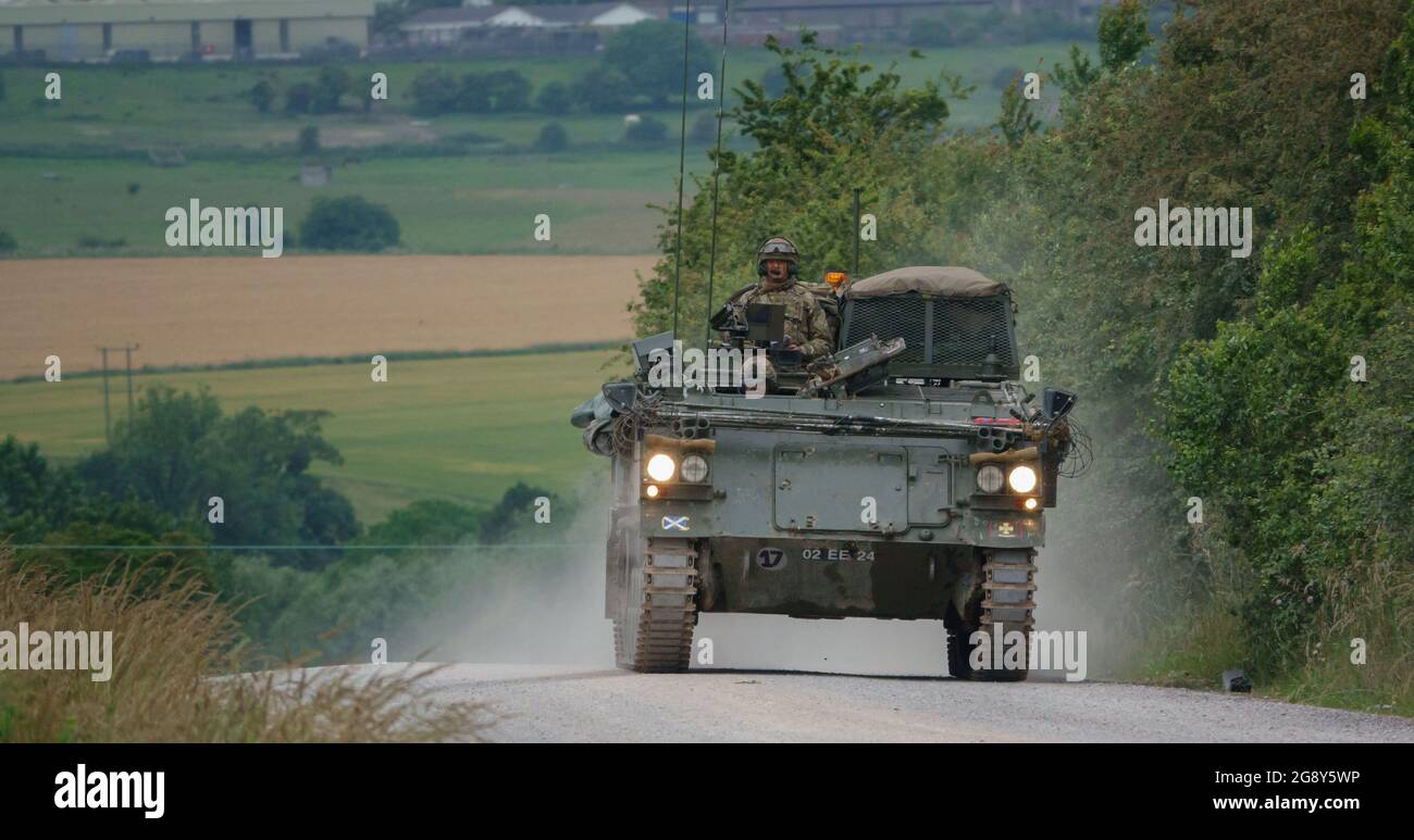British army FV432 Bulldog armored personnel carrier on exercise on ...