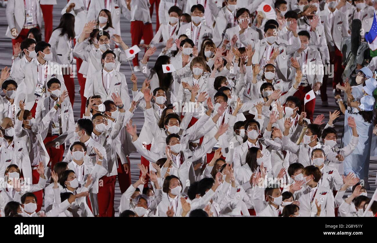 Tokyo, Japan. 23rd July, 2021. Host nation Japan arrives during the ...