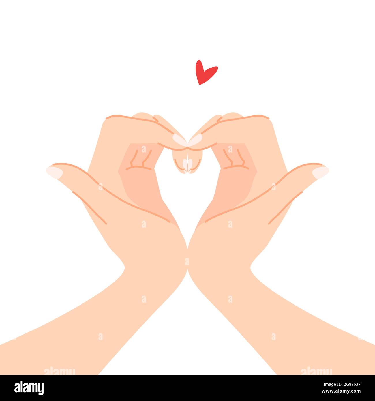 Beautiful hands making a heart shape to express feeling of love cartoon ...