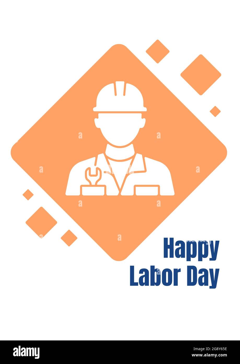 Wishing happy labor day greeting card with glyph icon element Stock ...