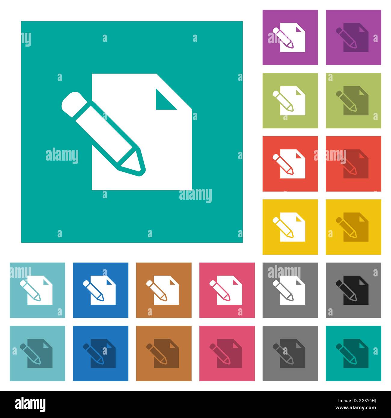 Edit with pencil multi colored flat icons on plain square backgrounds ...