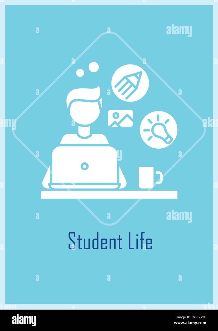 Students lifestyle greeting card with glyph icon element Stock Vector ...