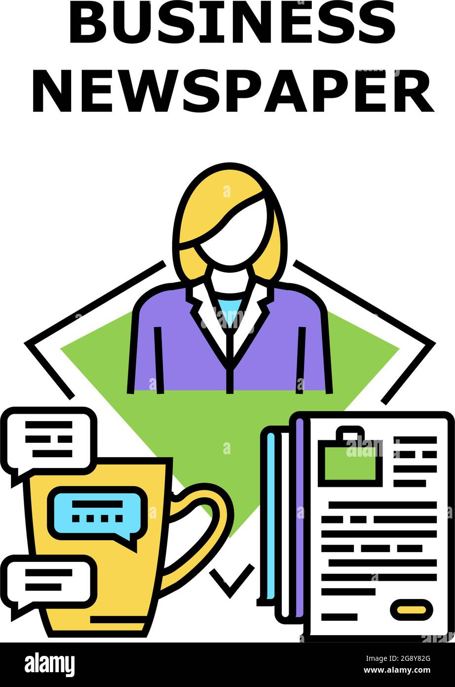 Business Newspaper Reading Vector Concept Color Stock Vector Image ...