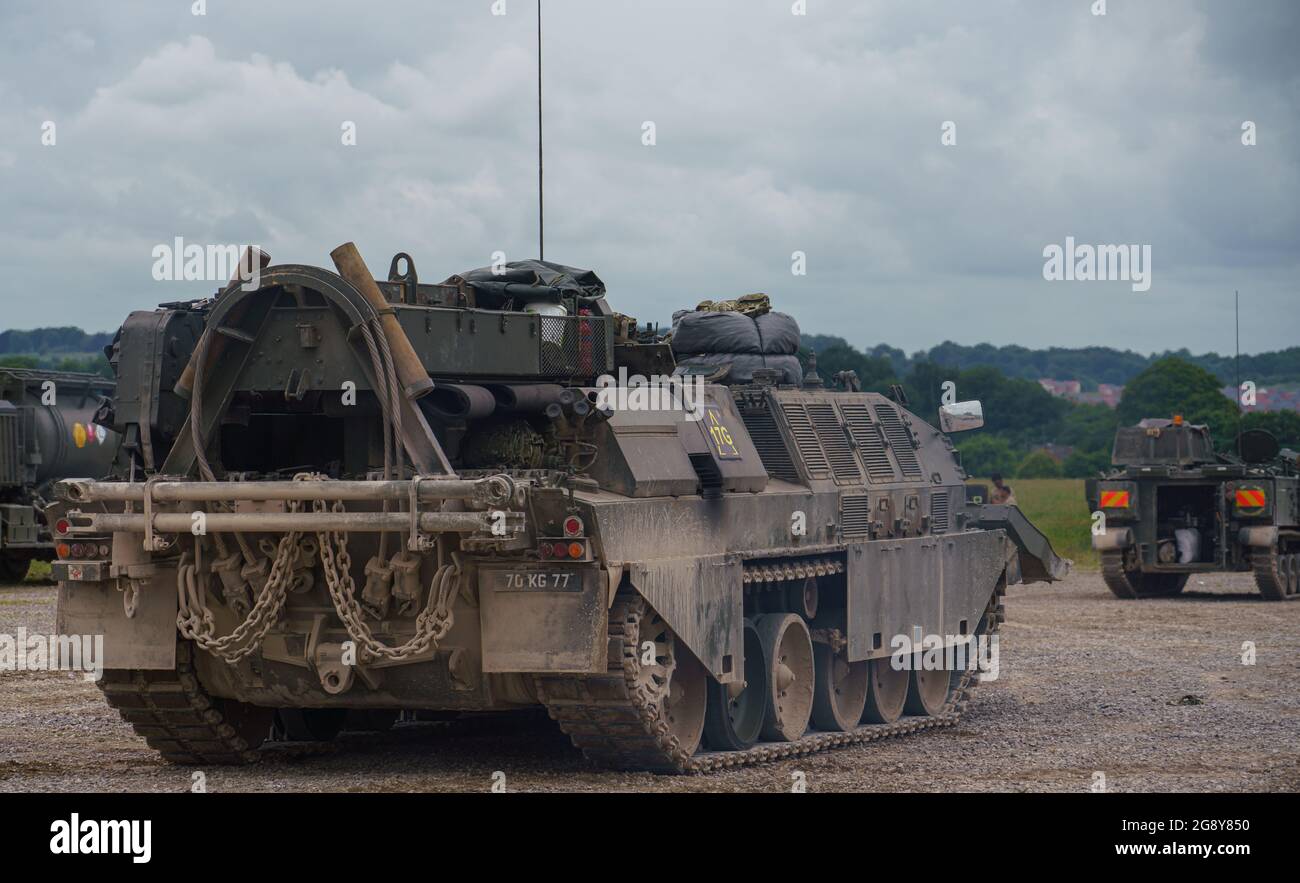close up of a British Army Challenger Armored Repair and Recovery ...