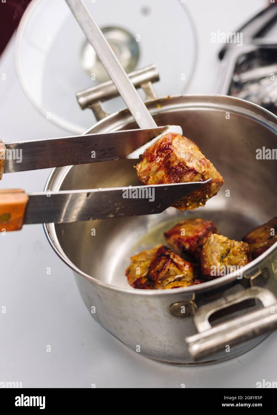 The kebab is removed from the skewer Stock Photo - Alamy