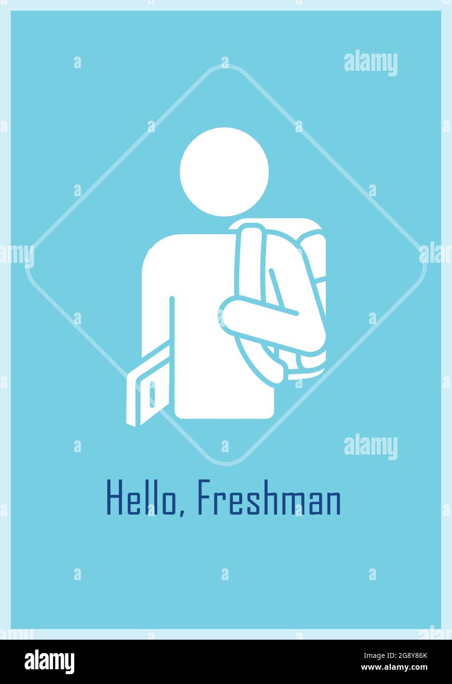 Welcome new student greeting card with glyph icon element. Creative ...