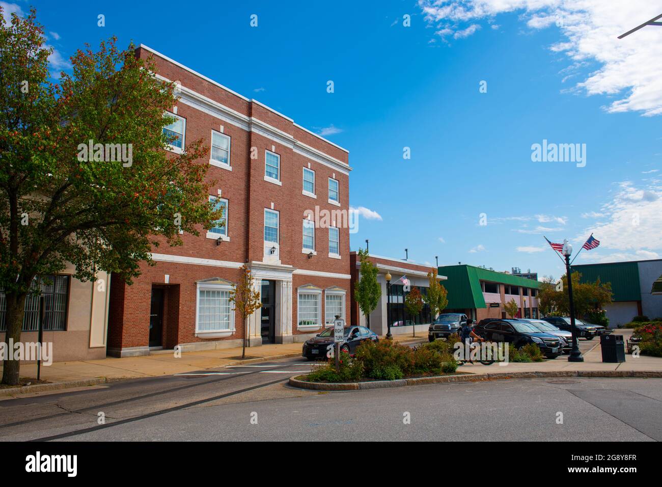 Historic commercial buildings on Main Street in historic city center of ...