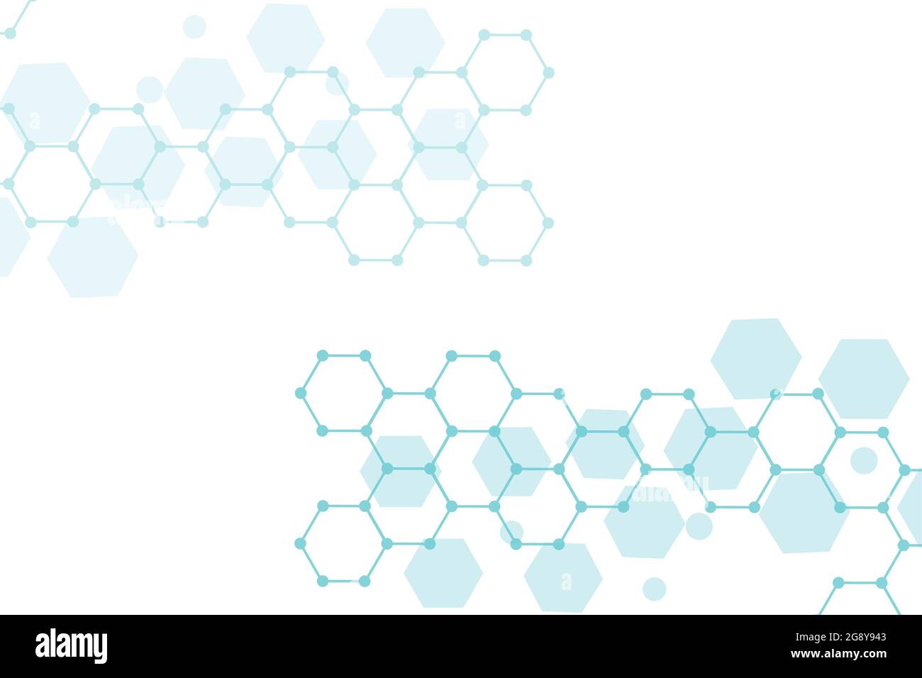 Science network pattern, connecting lines and dots. Technology hexagons structure or molecular ...
