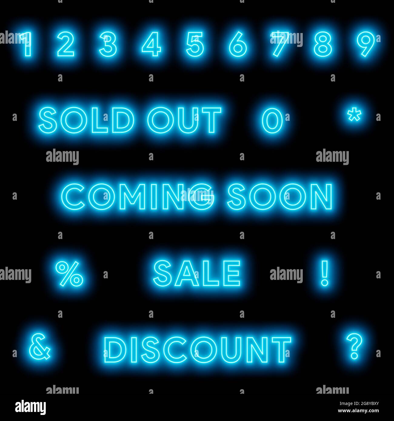 text neon blue effect . 3d illustration rendering Stock Photo - Alamy