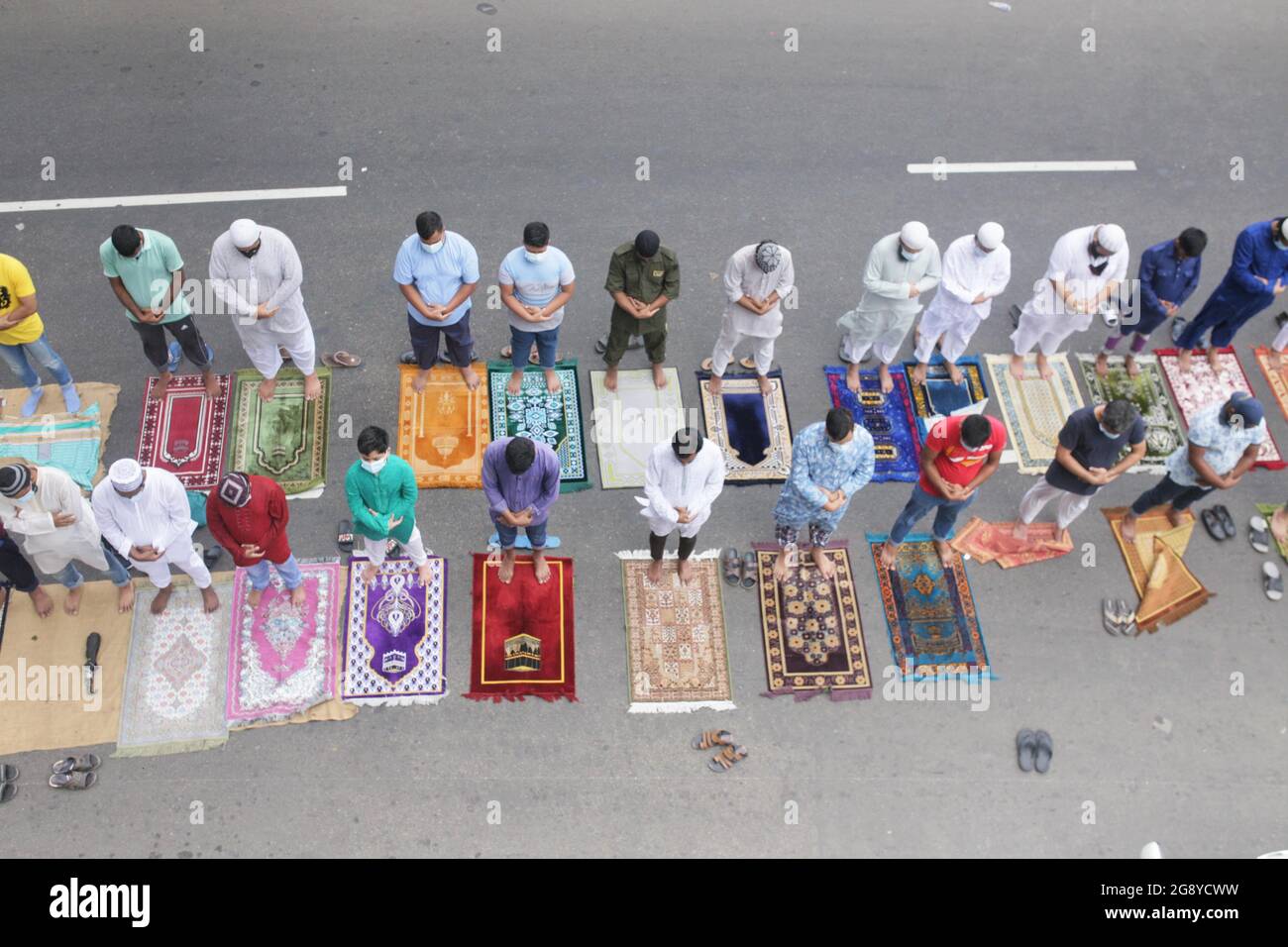 Dhaka, Bangladesh. 23rd July, 2021. Muslims attend the Friday prayer ...
