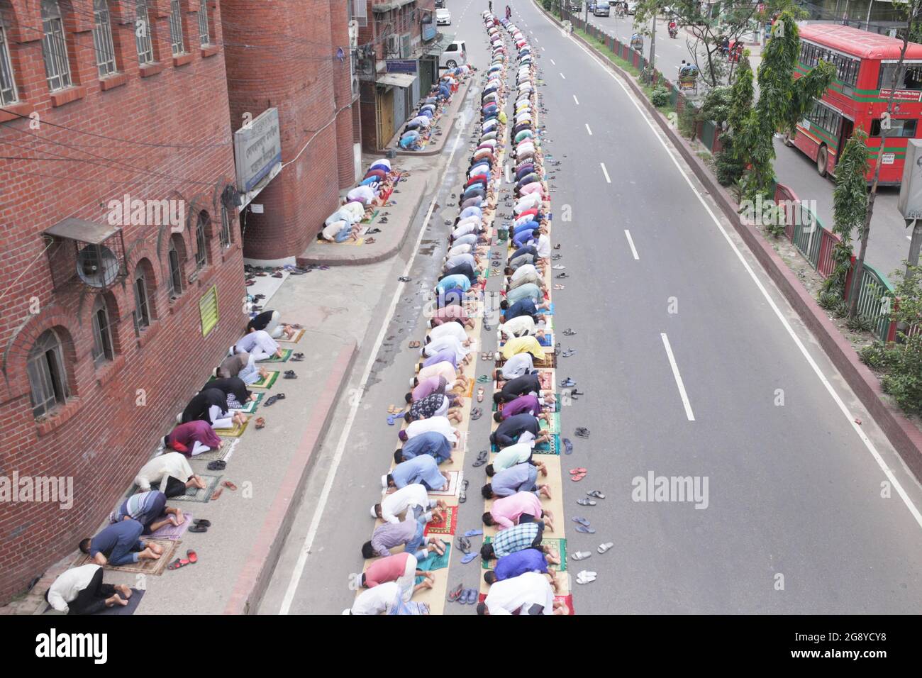 Dhaka, Bangladesh. 23rd July, 2021. Muslims attend the Friday prayer ...