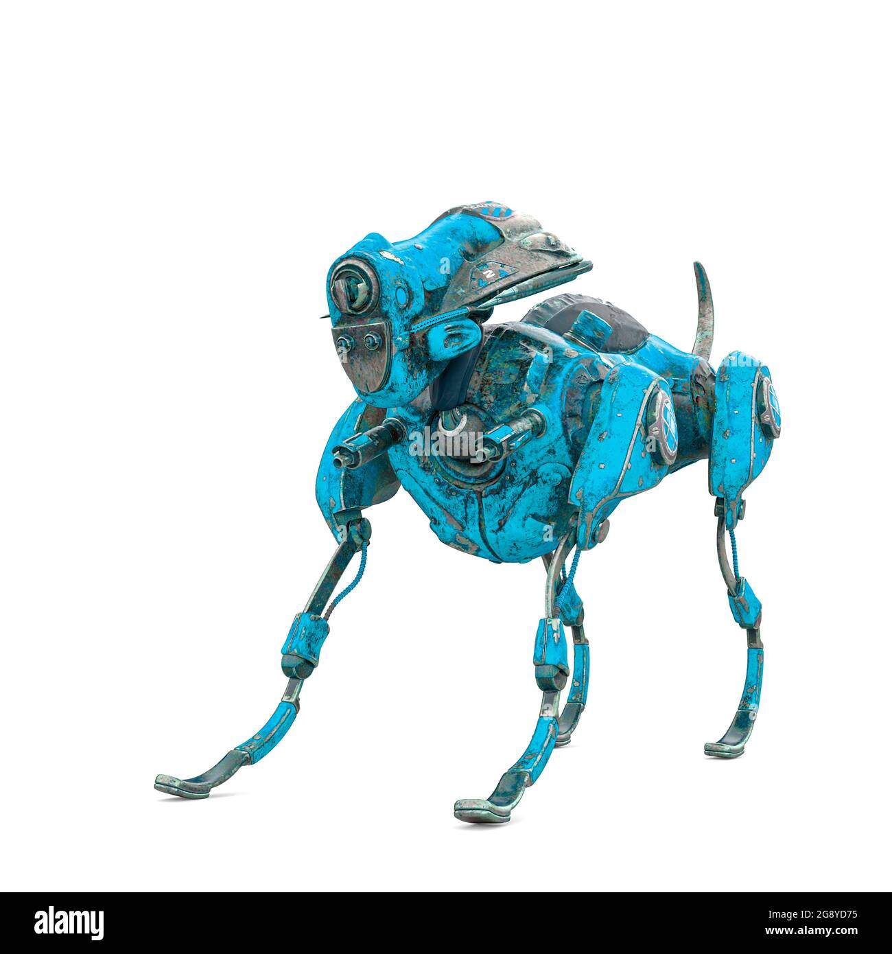 cyber watchman dog in arch back pose, 3d illustration Stock Photo - Alamy
