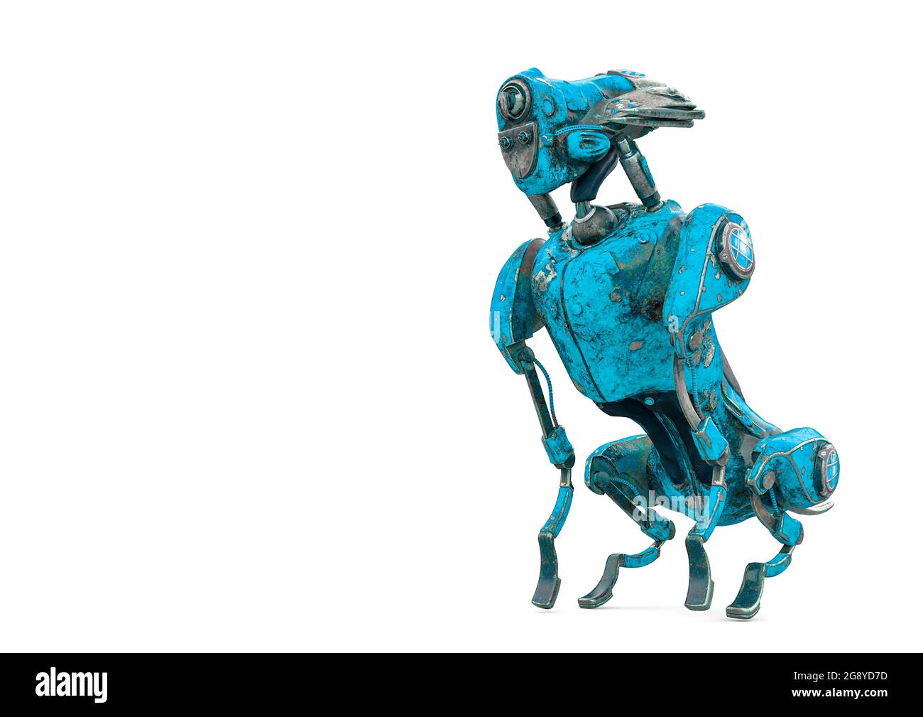 cyber watchman dog in sit pose with copy space, 3d illustration Stock ...