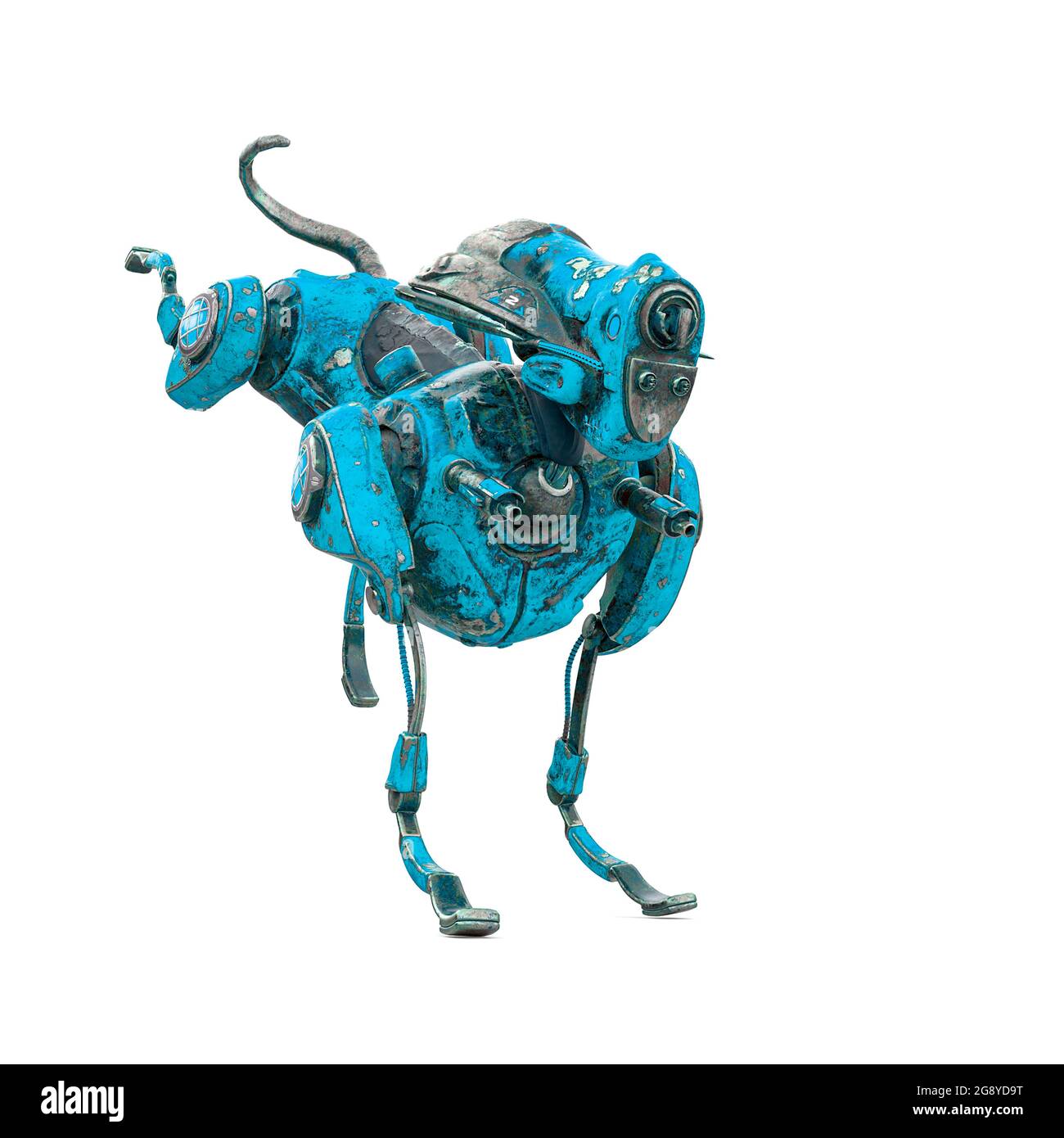 cyber watchman dog is landing after jump, 3d illustration Stock Photo ...