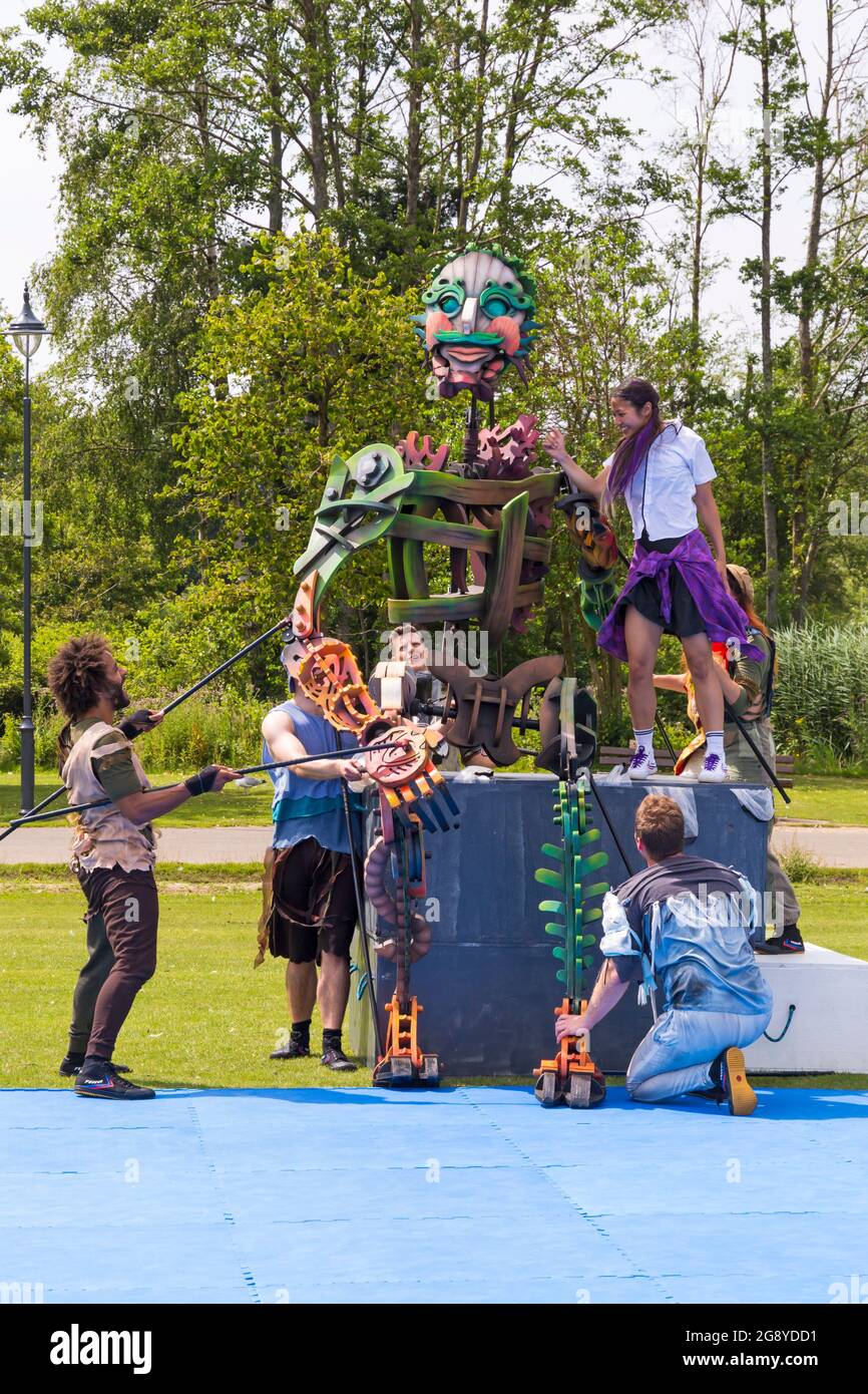 Poole, Dorset, UK. 23rd July, 2021. EKO the sea giant is a 4 metre tall ...