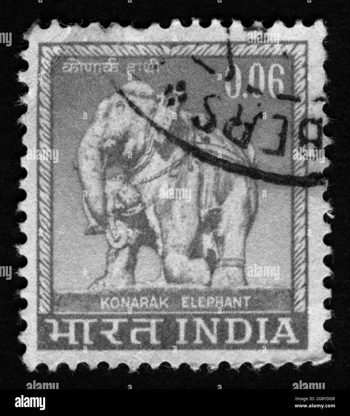 Elephant stamp Black and White Stock Photos & Images - Alamy