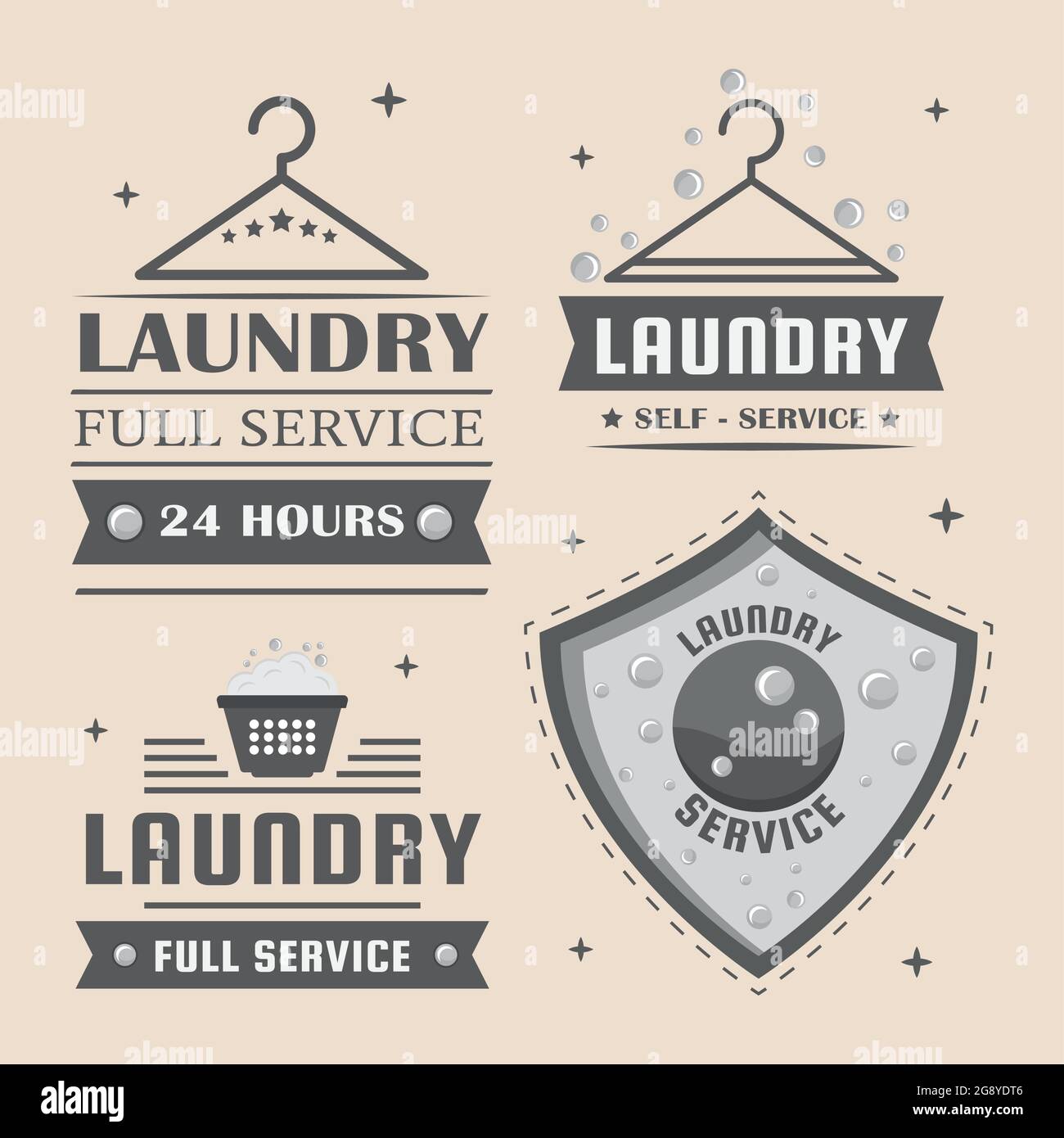 Laundry four labels Stock Vector Image & Art - Alamy