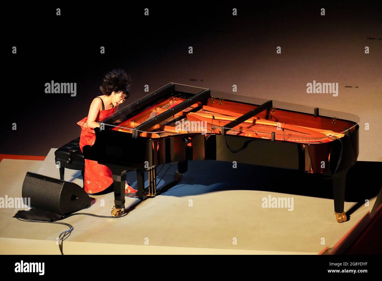 A japanese jazz composer hiromi uehara plays the piano hi-res stock ...
