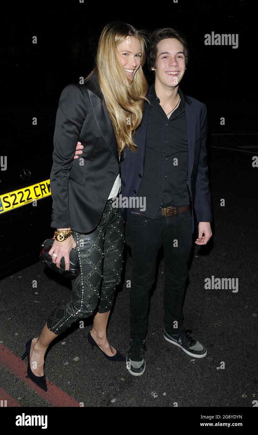 London, UK. Elle Macpherson with her son at the Barry the Dog VIP ...