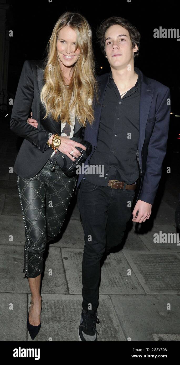 London, UK. Elle Macpherson with her son at the Barry the Dog VIP ...