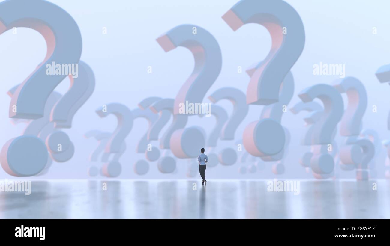 Woman thinking question mark hi-res stock photography and images - Alamy