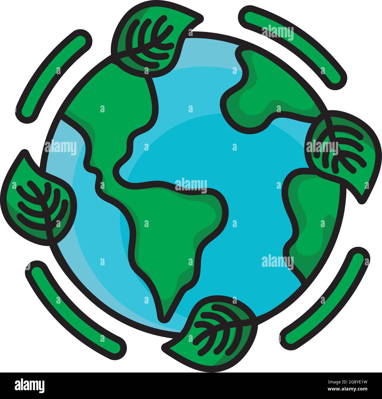 earth planet and leafs Stock Vector Image & Art - Alamy