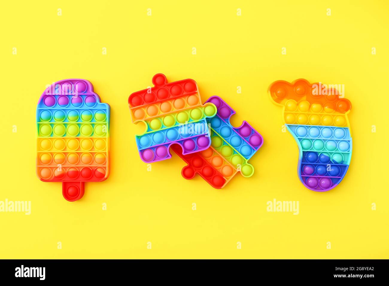 Colorful Push Pop It Bubble Sensory Fidget Toys of different shapes on ...