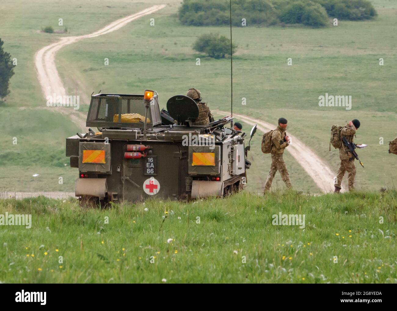 British army FV432 Bulldog armored personnel carrier on exercise on ...