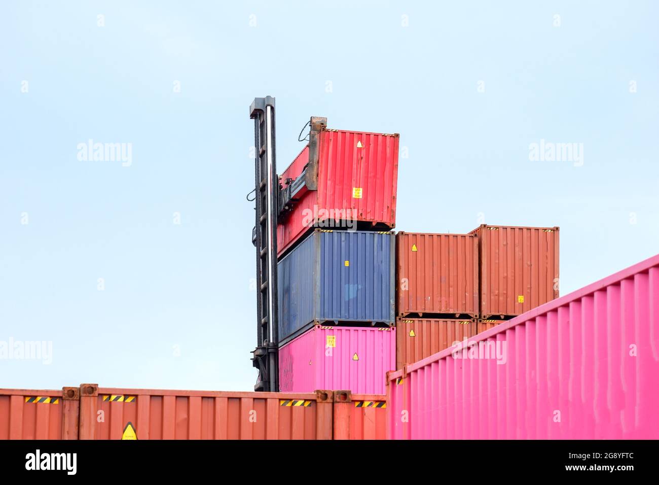 container pile Industry perspective and export and import Stock Photo ...
