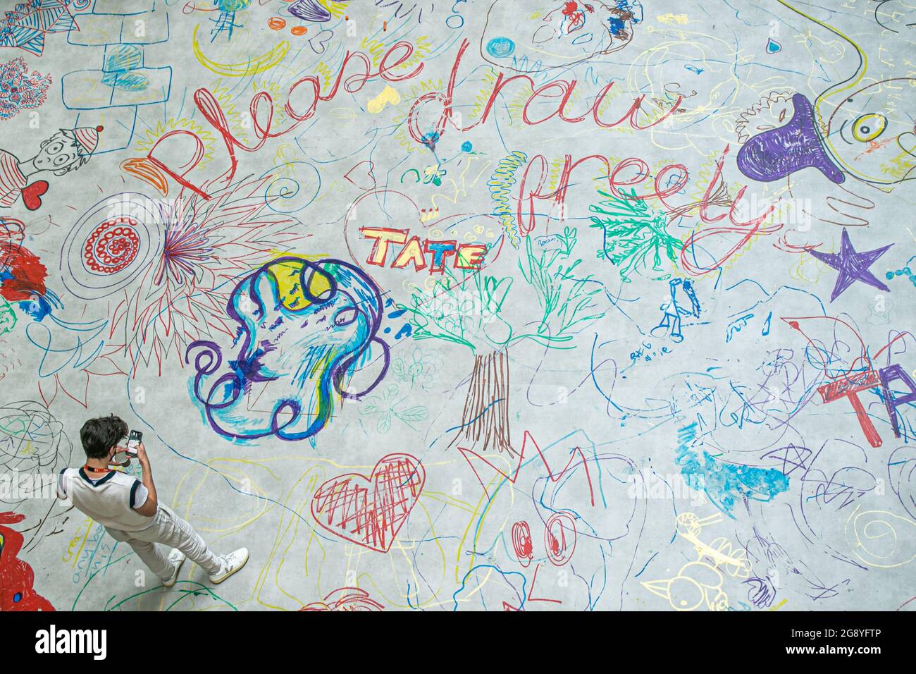 TATE MODERN LONDON 23 July 2021 . The floor of the Turbine Hall at Tate ...