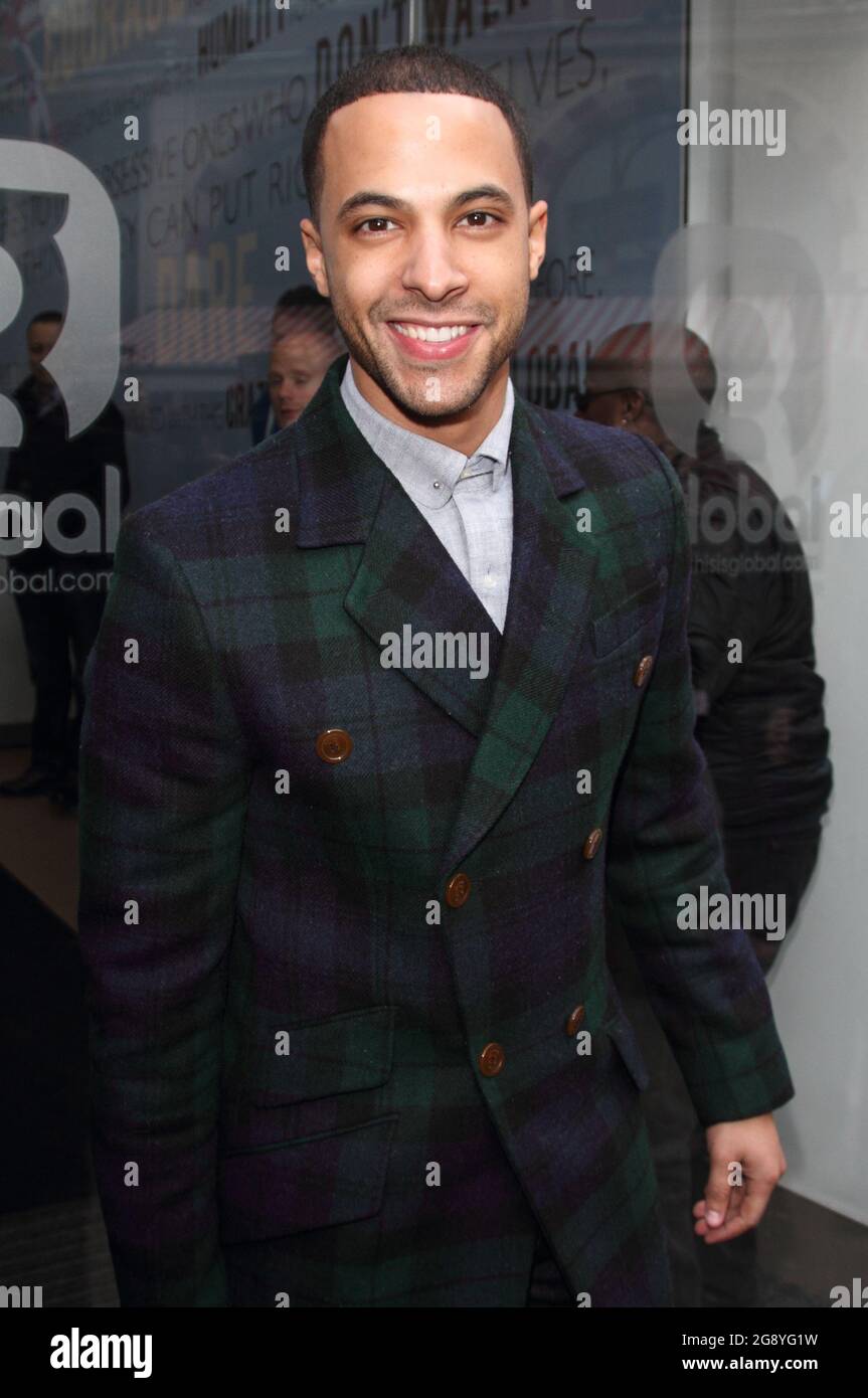 London. UK. Marvin Humes arrives for his 1st Day at work at Capital FM ...