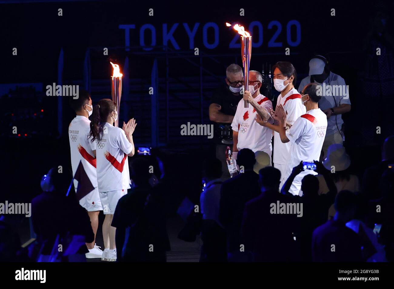 Tokyo, Japan . 23rd July, 2021. (L-R) Tadahiro Nomura, Saori Yoshida ...